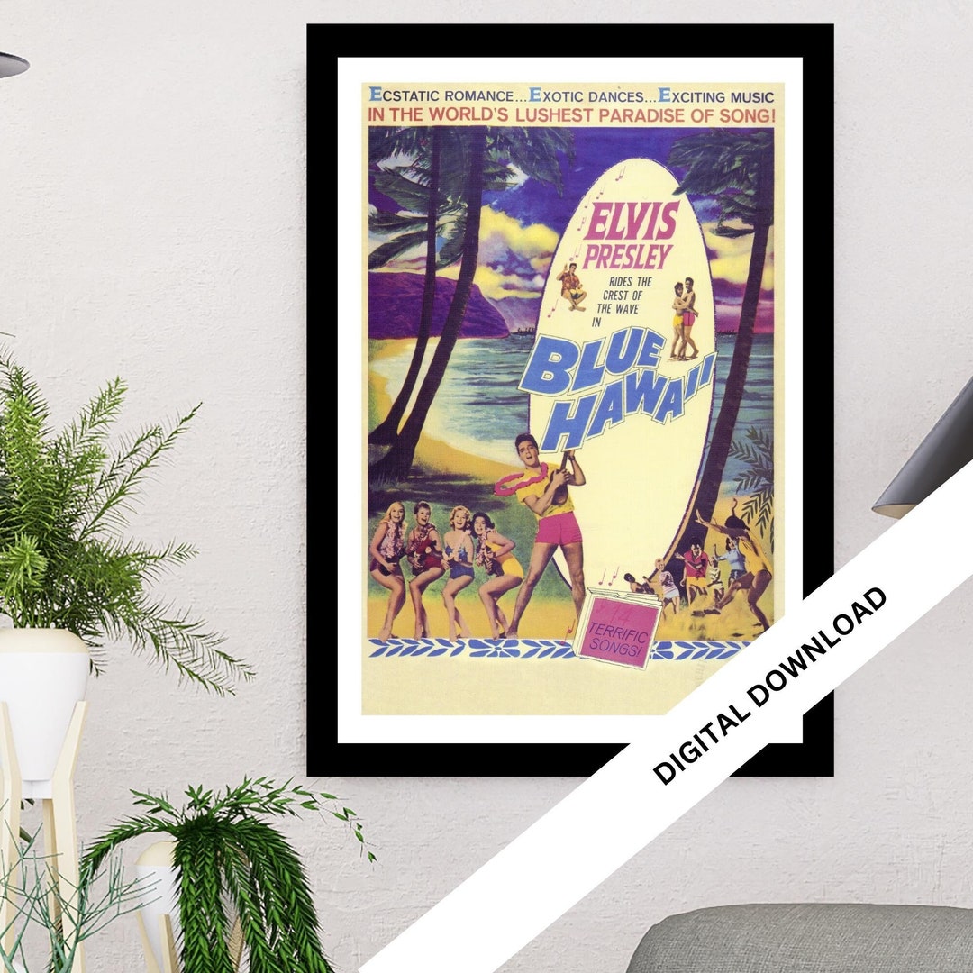 Elvis Presley Blue Hawaii | Movie Poster | Digital Download | Instant Printable Wall Art ...