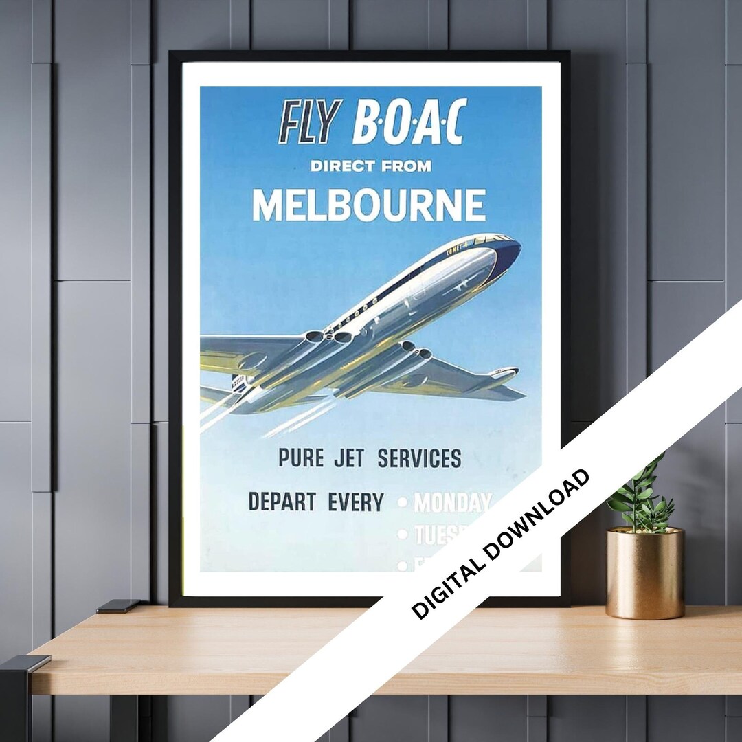 BOAC Airlines, Vintage Travel Posters Digital Download, Retro Art ...
