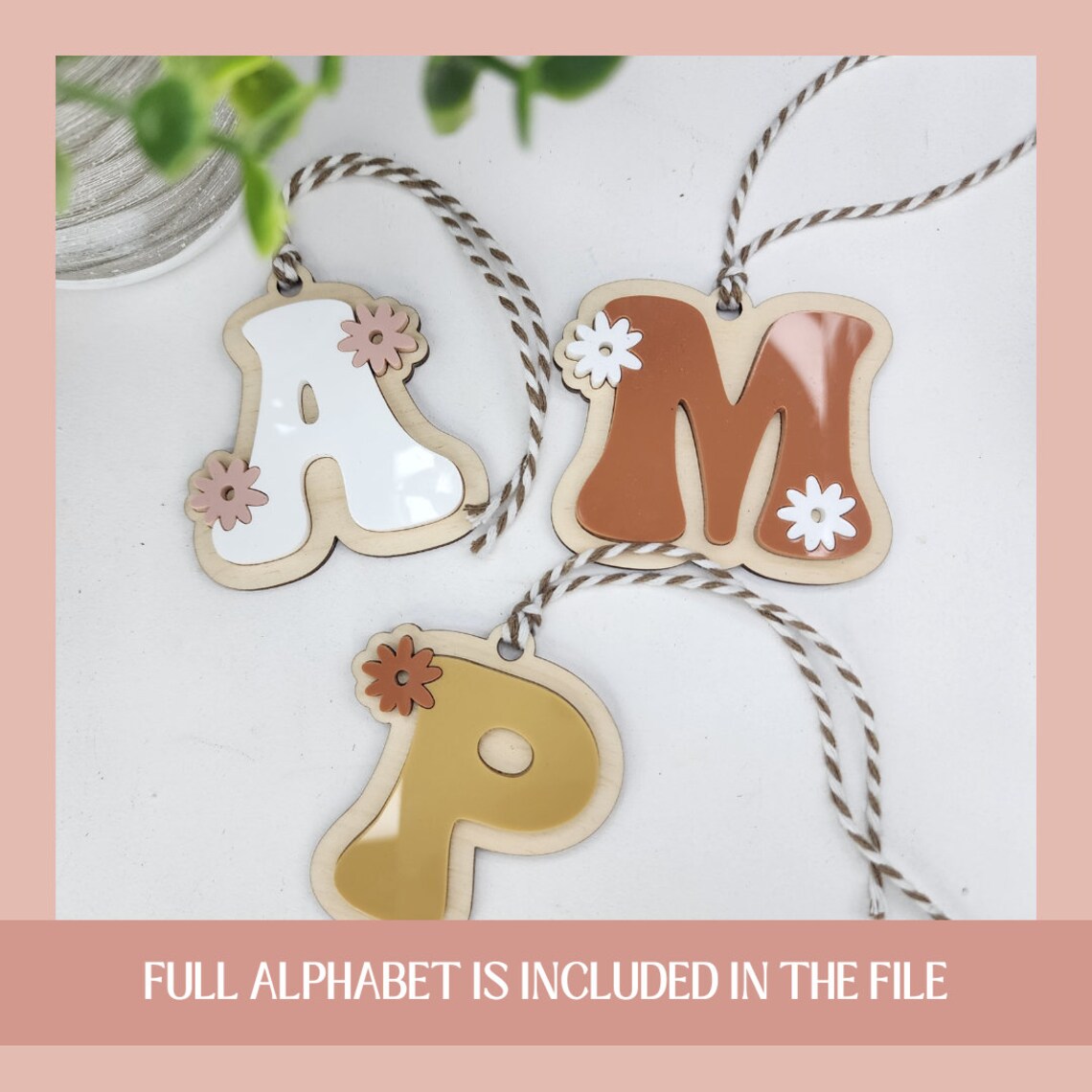 Svg Letter Tag, Svg Flower Letter Tag, Svg Retro Flower Letter, Retro ...