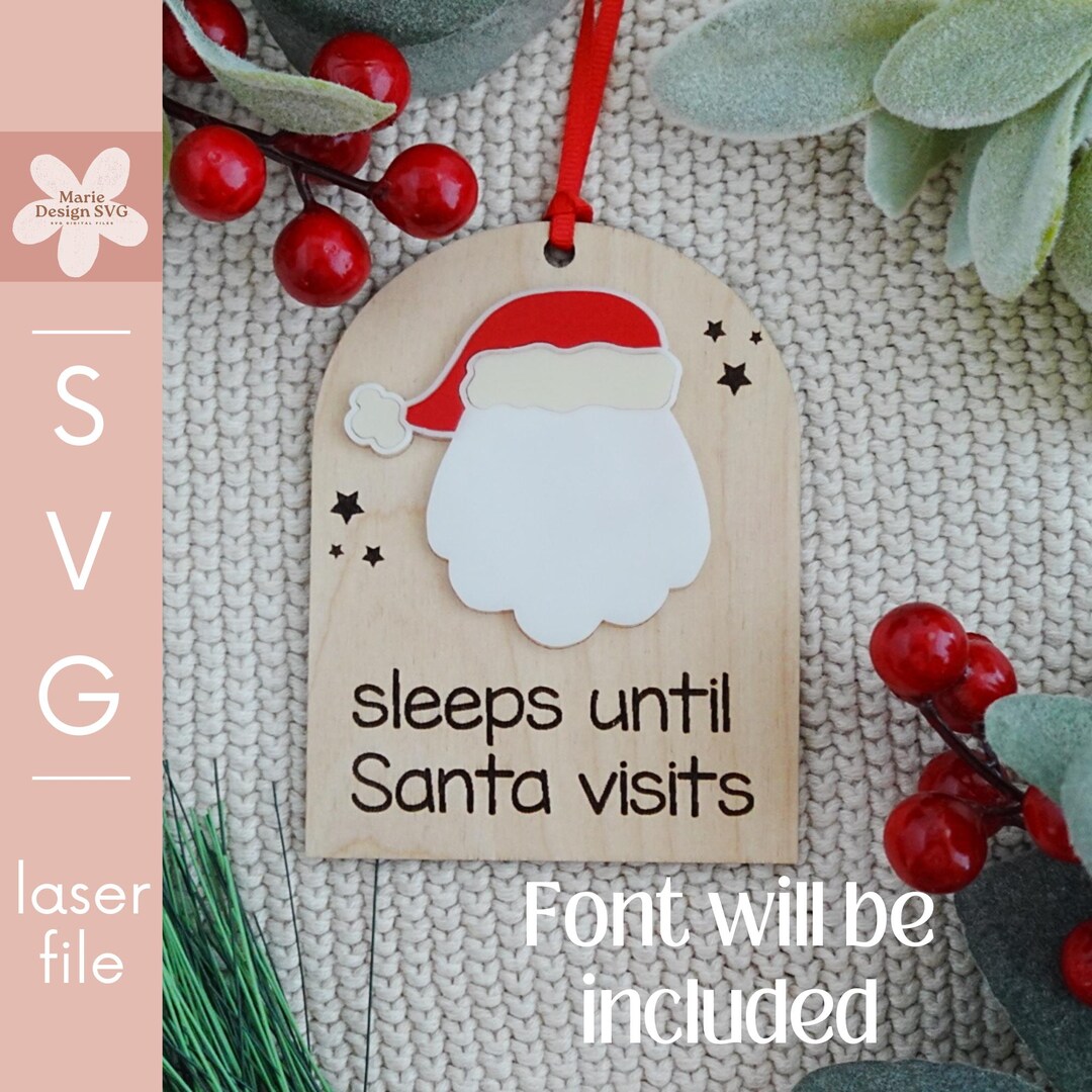 Sleeps Until Santa Ornament Svg, Sleeps Until Santa Magnet Svg, Sleeps ...