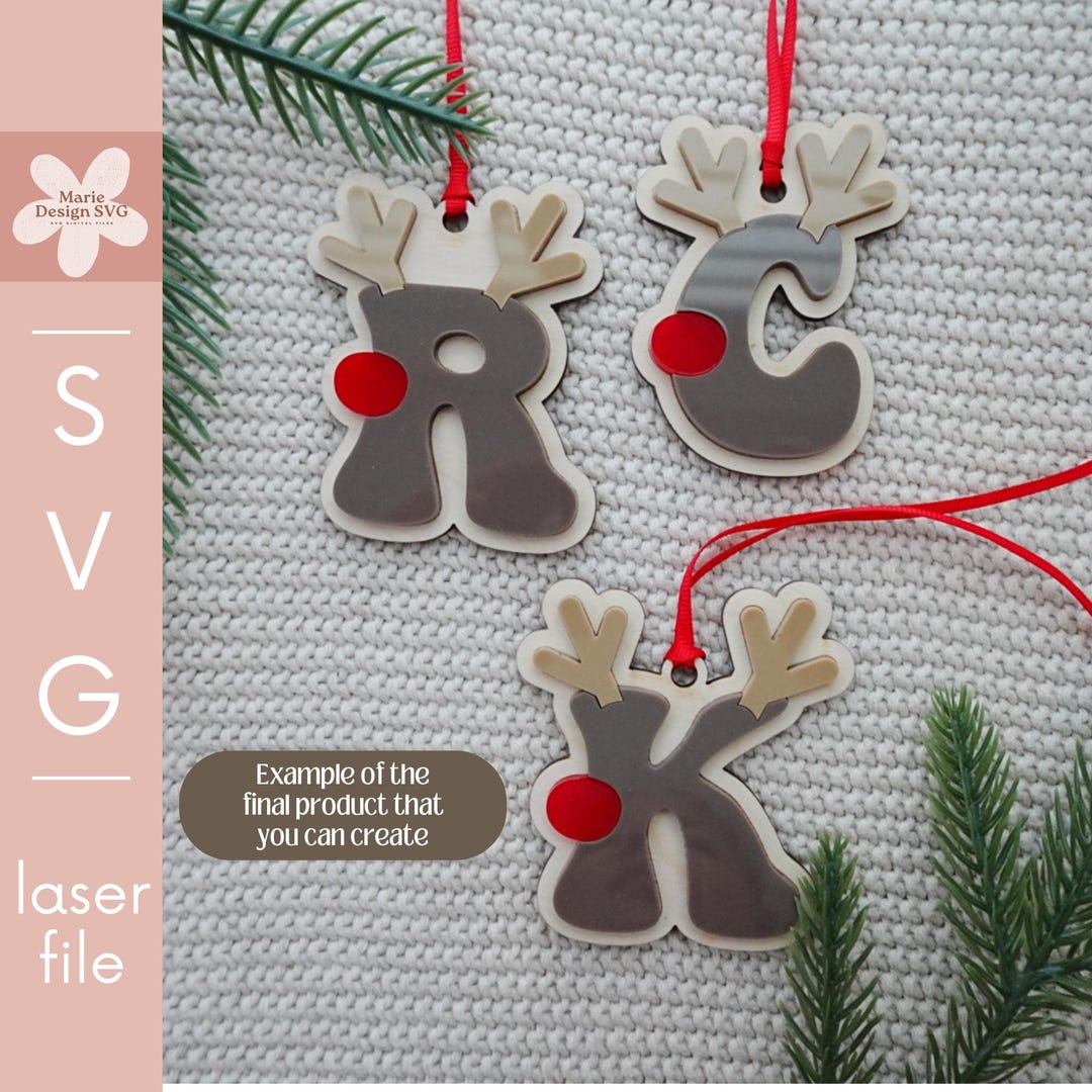 Rudolph Letter Tags Svg, Christmas Letter Tags Svg, Christmas Tags Svg ...