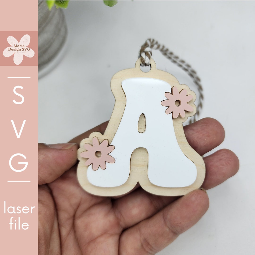 Svg Letter Tag, Svg Flower Letter Tag, Svg Retro Flower Letter, Retro ...
