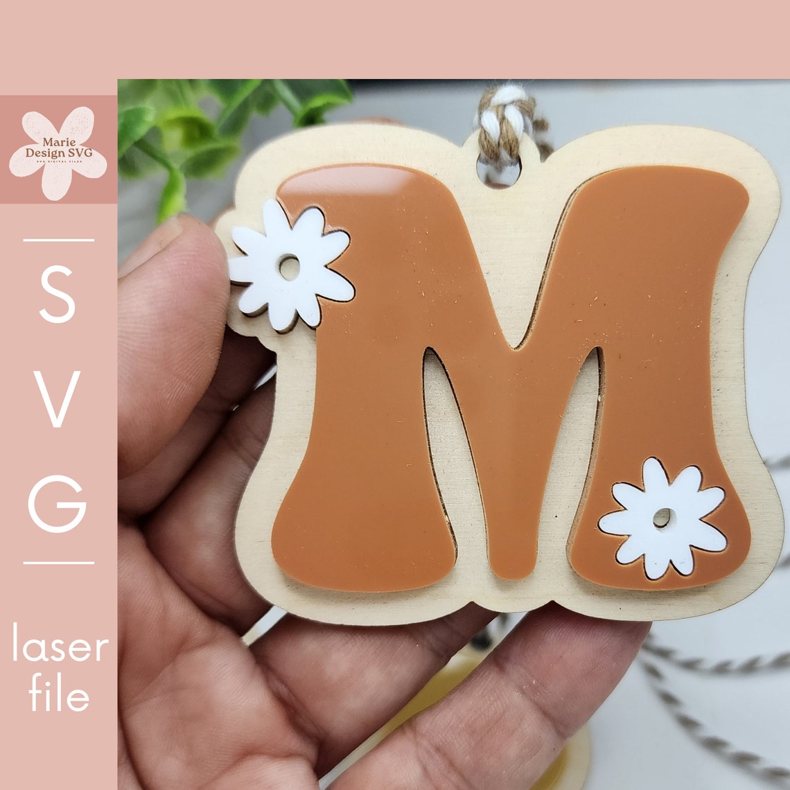 Svg Letter Tag, Svg Flower Letter Tag, Svg Retro Flower Letter, Retro ...