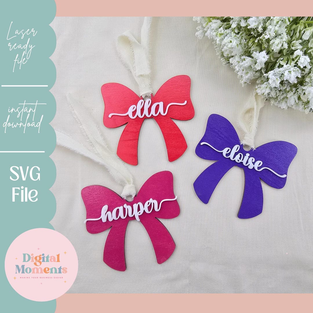 Bow Tag Svg, Bow Svg, Coquette Bow Svg, Gift Tag Svg, Valentine's Day ...