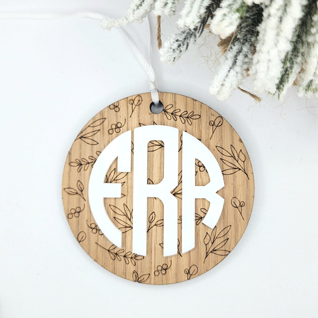 Monogram Ornament Monogram Initials Ornament Wood Ornament - Etsy