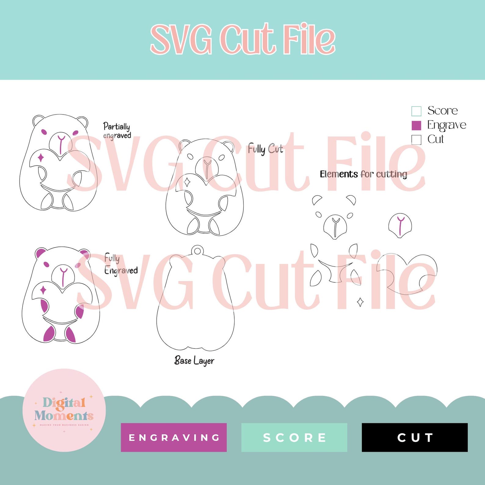 Capybara Name Tag Svg, Capybara Valentine's Day Tag Svg, Capibara Svg ...