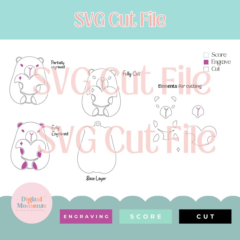 Capybara Name Tag Svg, Capybara Valentine's Day Tag Svg, Capibara Svg ...