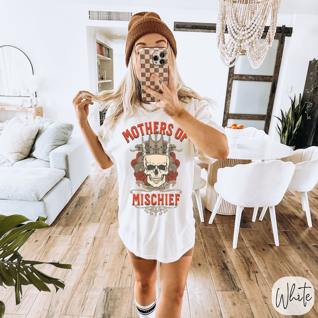 Mothers of Mischief Graphic Tee - Trendy Oversized Comfort Colors Mom ...