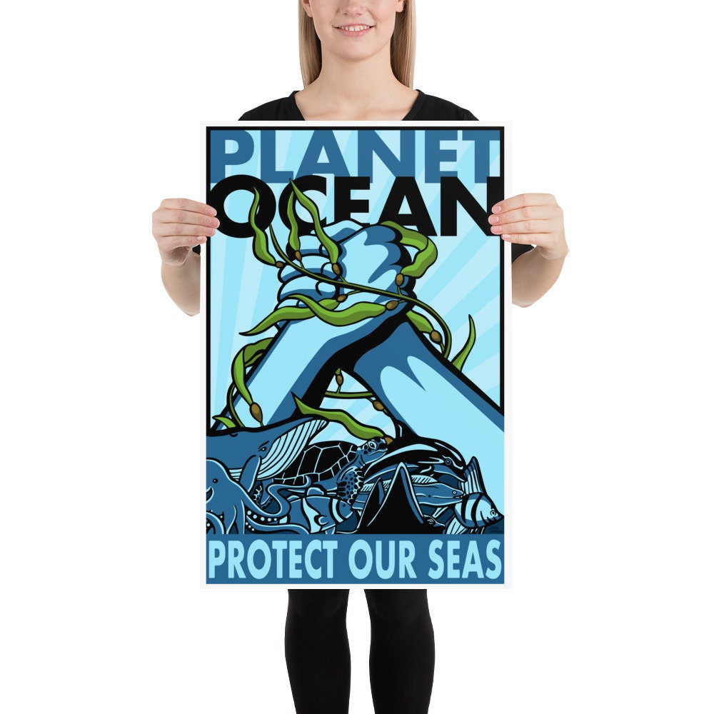Planet Ocean Poster | Save Our Seas Artwork | Conservation Art | Poster ...