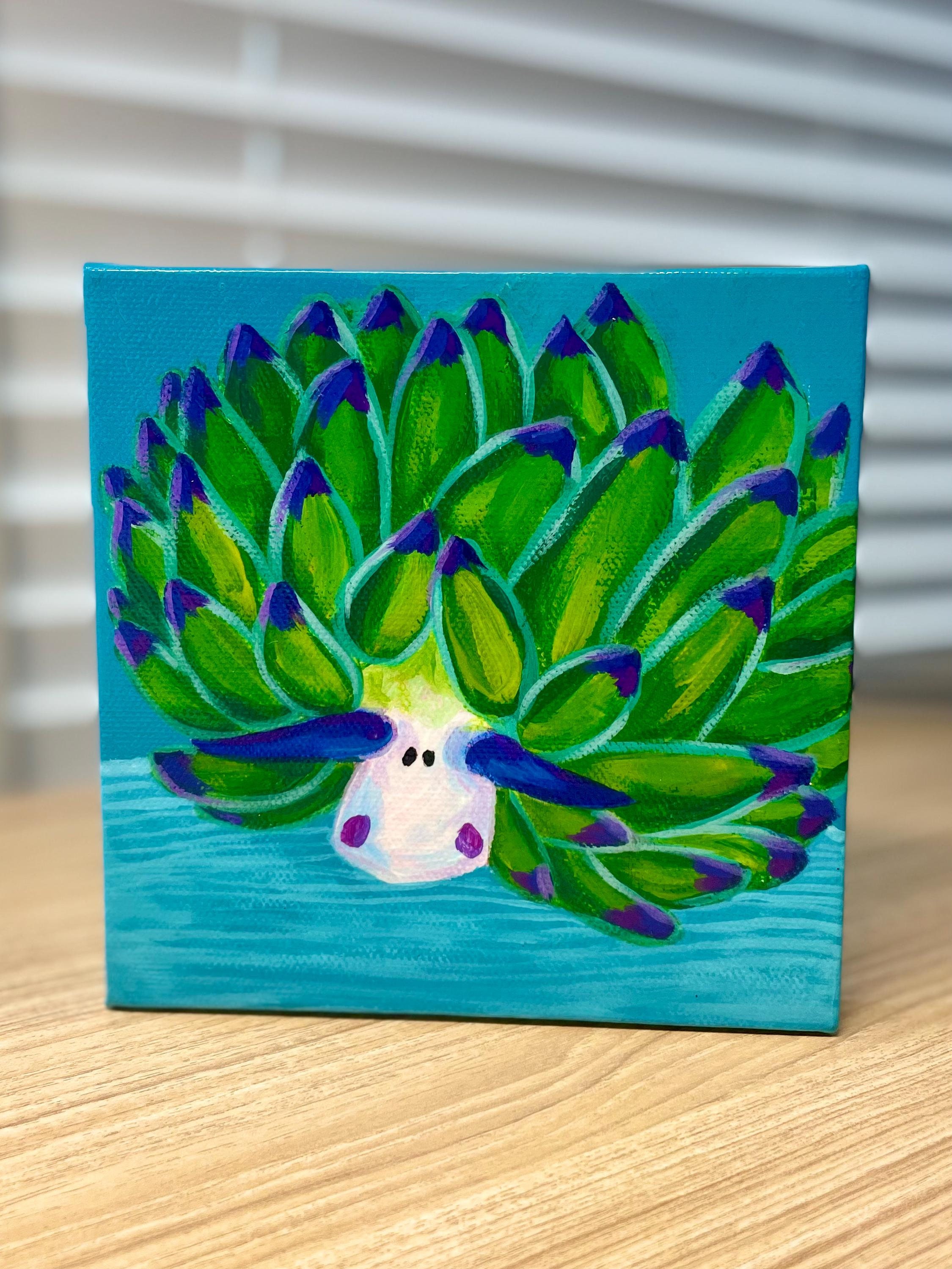 Leaf Sheep Sea Slug Artwork Original Acrylic Artwork 6 X 6 Canvas ...