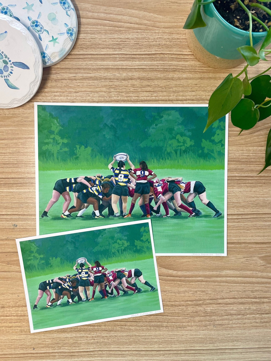 Rugby Scrum Art Print | Rugby Wall Art | Rugby Acrylic Painting Print ...