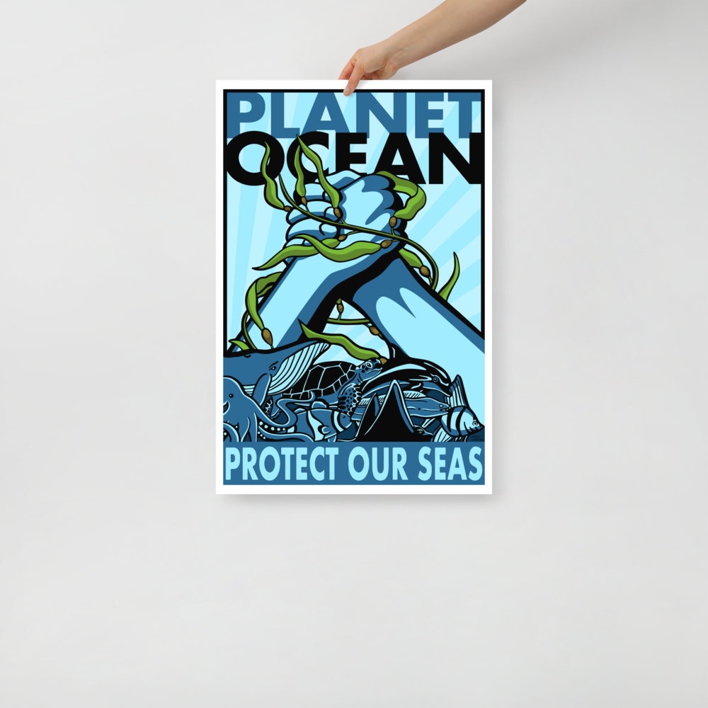 Planet Ocean Poster | Save Our Seas Artwork | Conservation Art | Poster ...