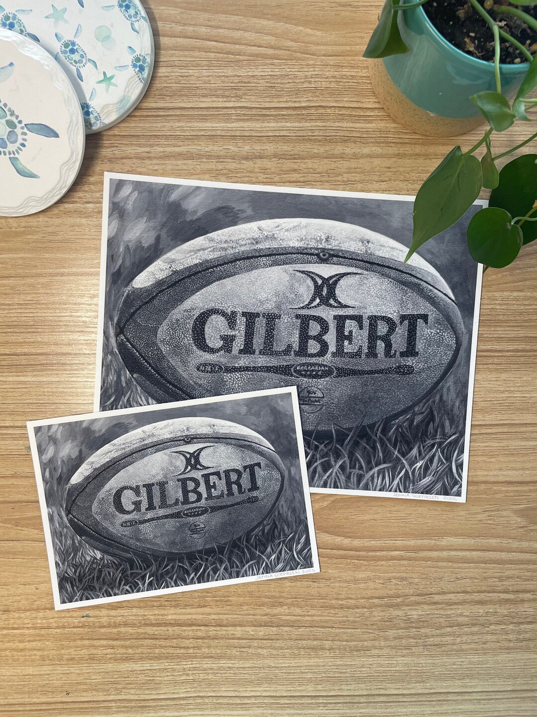 Black and White Rugby Ball Art Print: Sports Wall Decor - Etsy