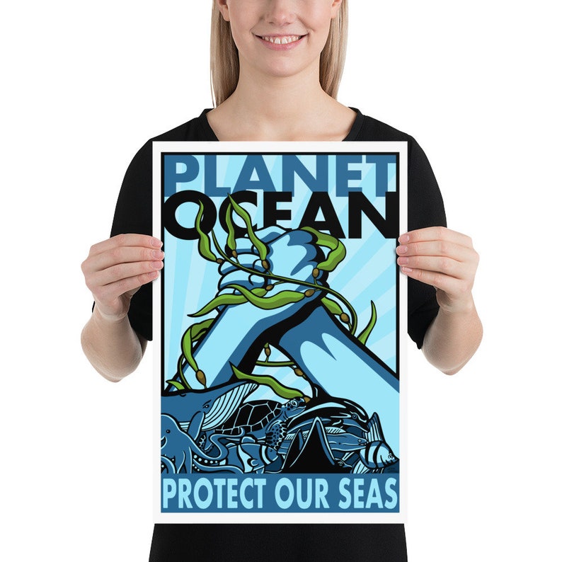 Planet Ocean Poster | Save Our Seas Artwork | Conservation Art | Poster ...