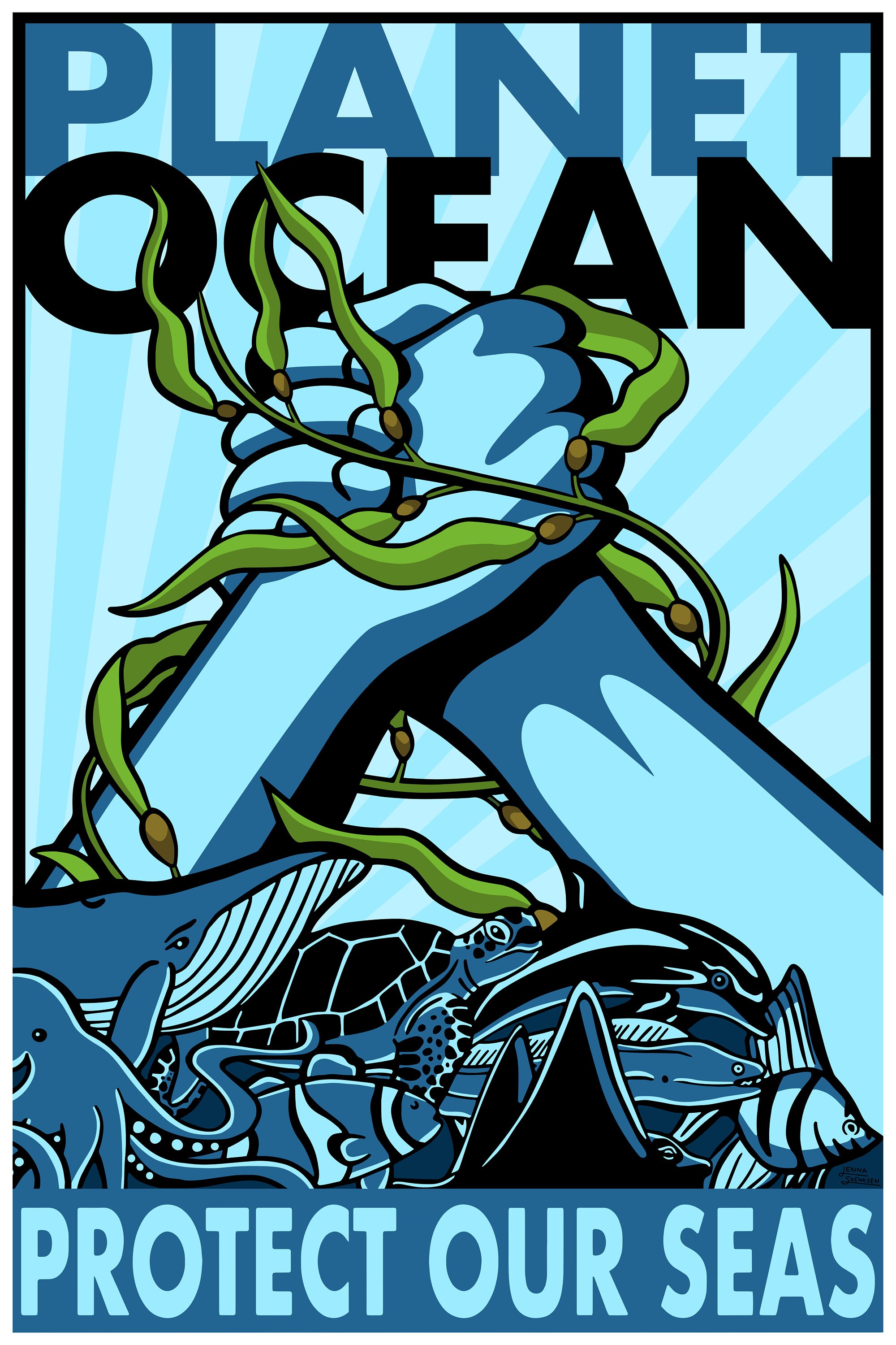 Planet Ocean Poster | Save Our Seas Artwork | Conservation Art | Poster ...