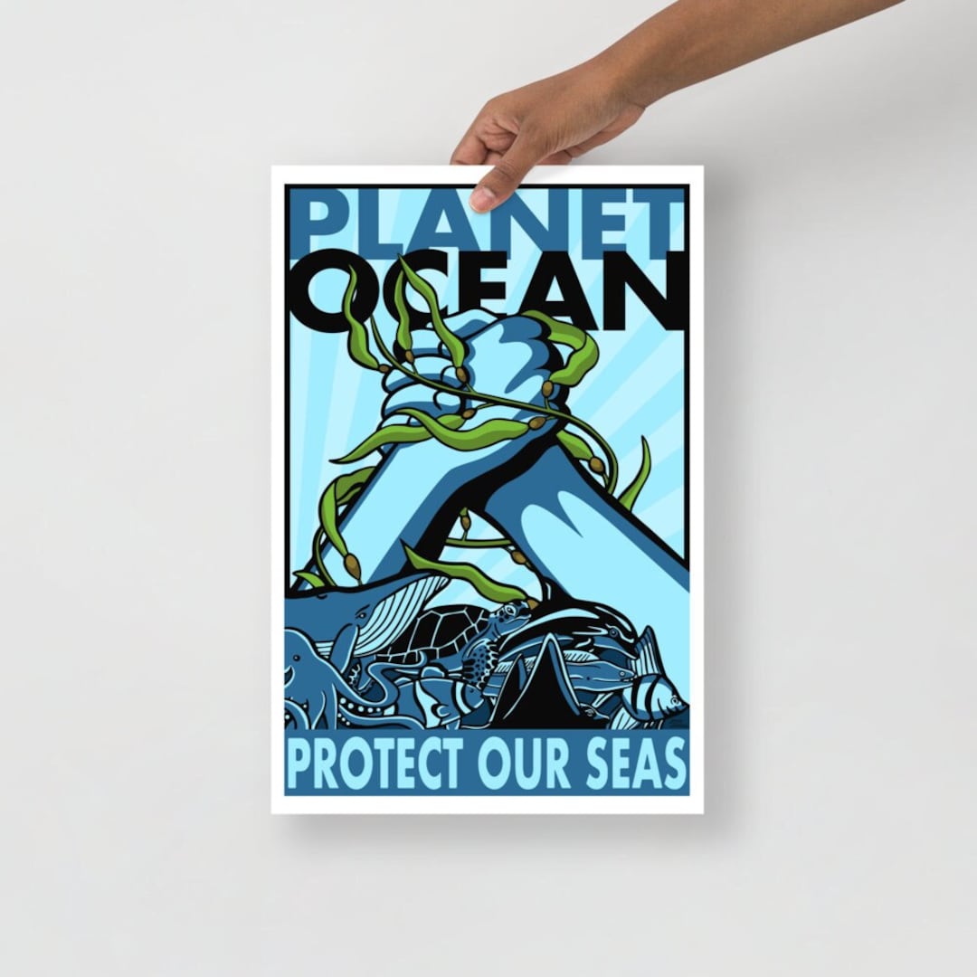 Planet Ocean Poster | Save Our Seas Artwork | Conservation Art | Poster ...