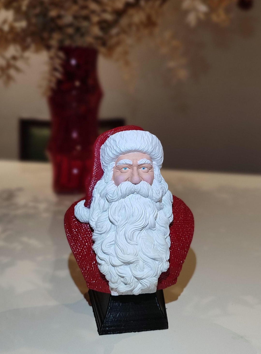 Handmade 3D Santa Claus Bust Christmas Decoration, Festive Home Decor ...
