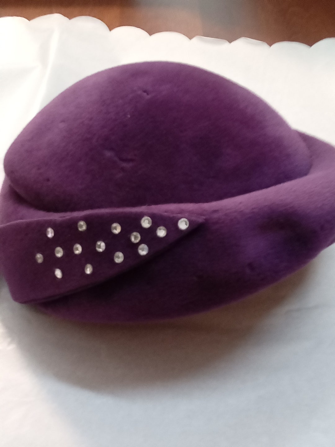 Women's 50"s Genuine Velour Hat, Purple Imported Fur Genuine Velour 50 ...