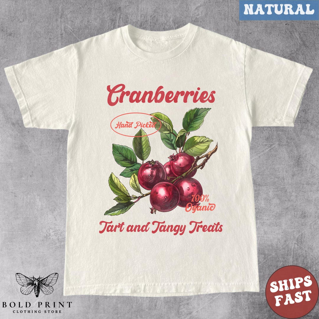 Cranberries Retro Tee, Vintage Fruit Label T-shirt, Exotic Fruit Lover ...