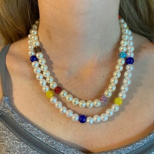 CUSTOM COLORS Pollyanna Pearl Baseball Necklace Worn by Oswaldo Cabrera ...