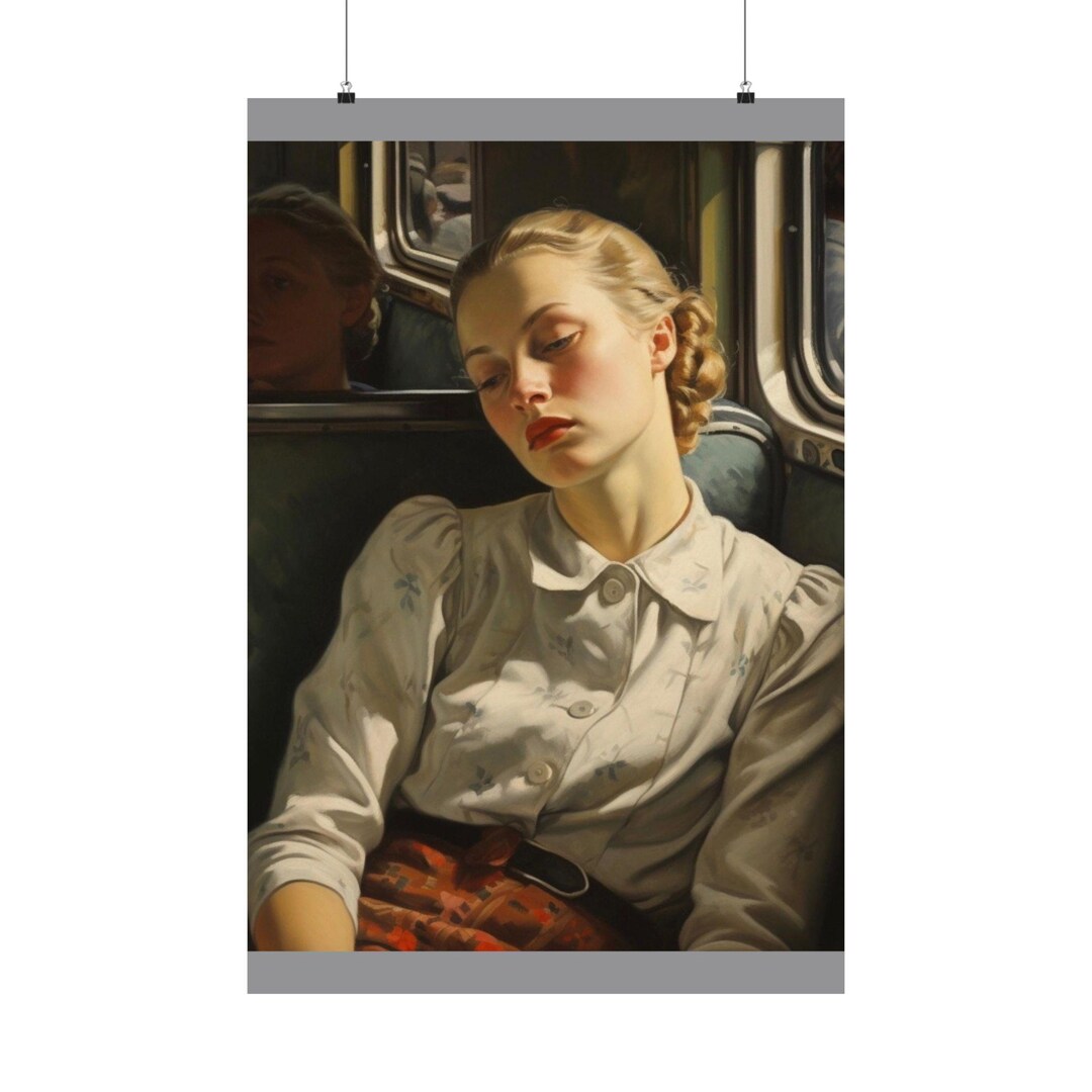 Matte Vertical Posters Laconic Woman on a Bus, Nick Palsgraf 1946 ...