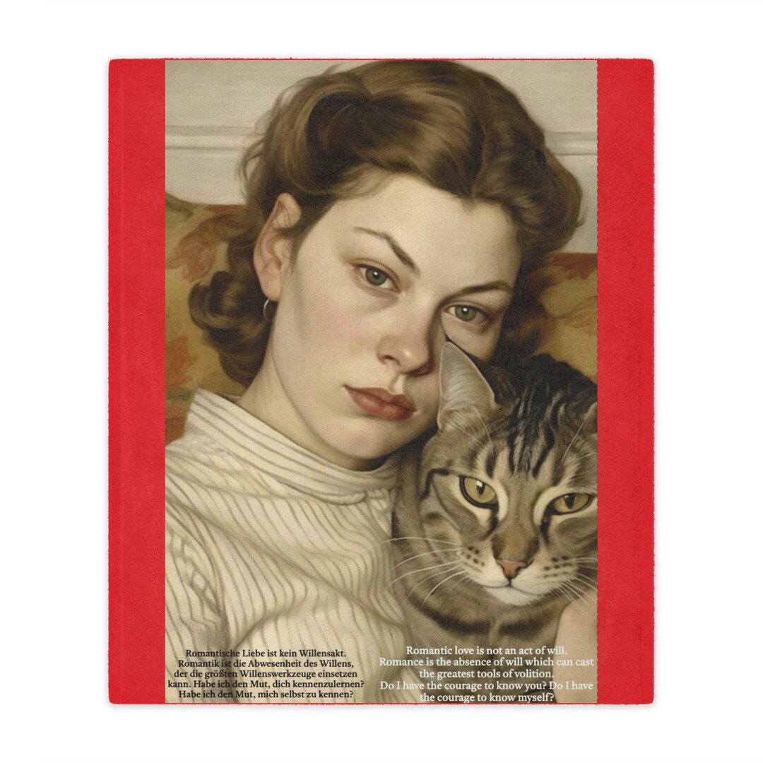Minky Blanket Lucian Freud Type Blanket Woman With Cat - Etsy