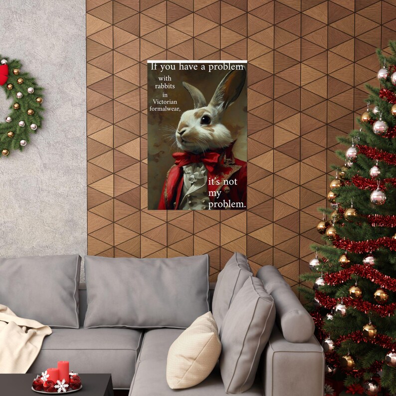 Matte Vertical Posters: Rabbits in Victorian Formalware Confrontation ...