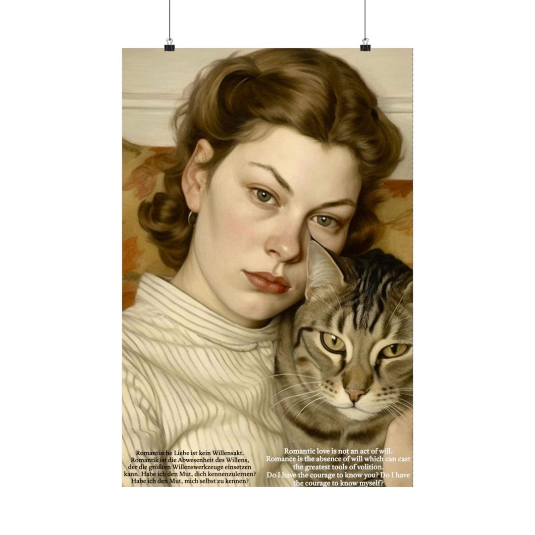 Lucian Freud Inspired Woman With Cat Art Print - Etsy