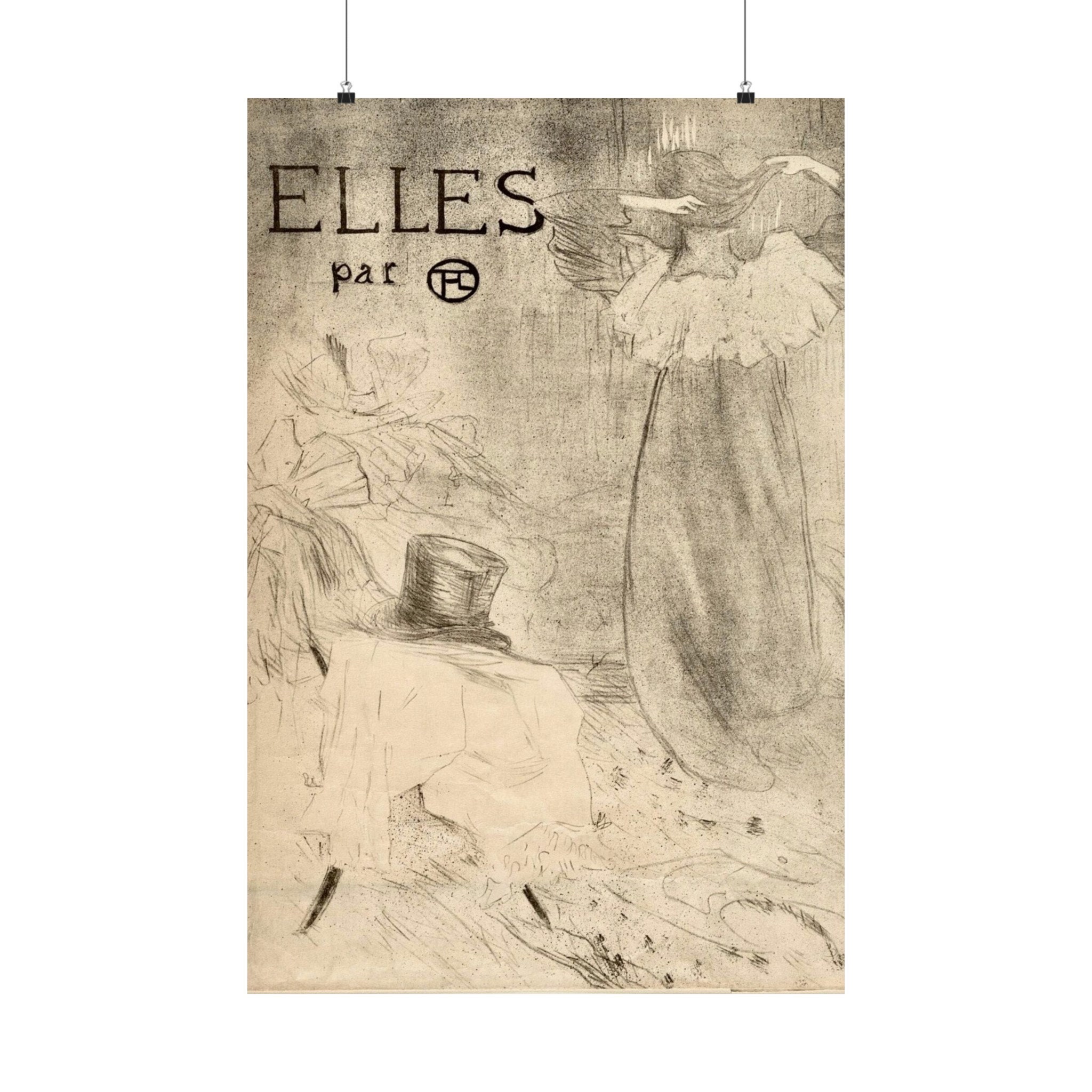 Matte Vertical Posters Toulouse-lautrec Ad for Elles Magazine 1896 ...