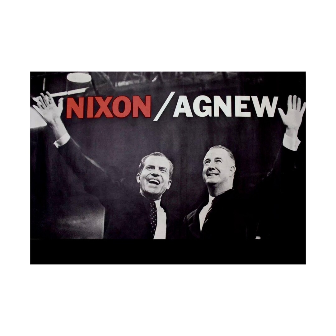 Satin Poster, Richard Nixon and Spiro Agnew 1968 Campaign Poster ...