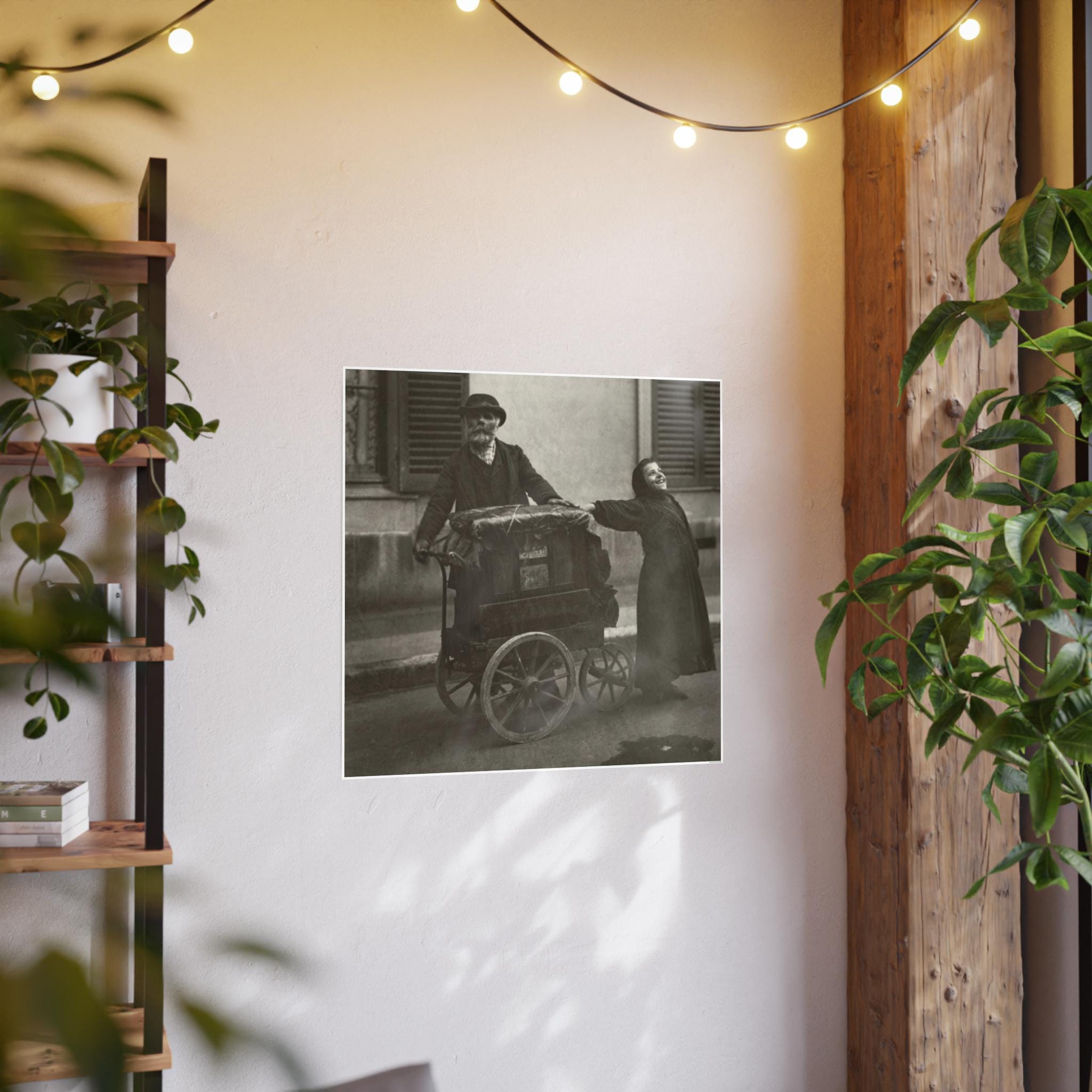 Poster Print, Vintage Photo Art Paper the Organ Grinder by Eugene Atget ...