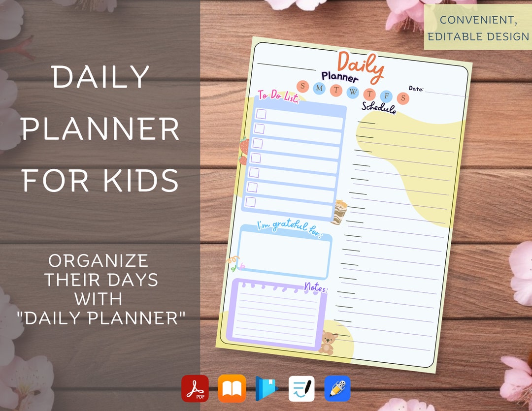 Daily Planner for Kids To-do List Kids Daily Schedule Homeschool ...