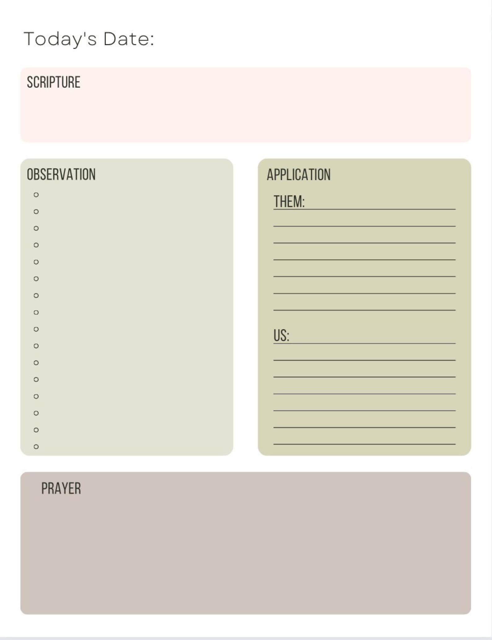 Bible Study Guide - Daily Devotional Template - Etsy