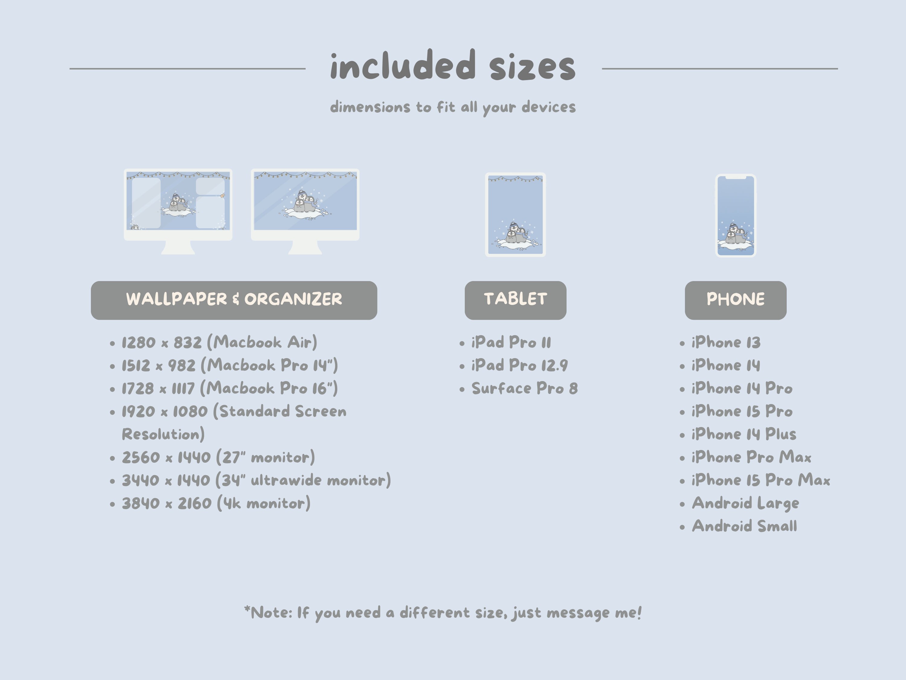 Winter Penguins Computer Desktop Organizer Set | Cute Aesthetic ...