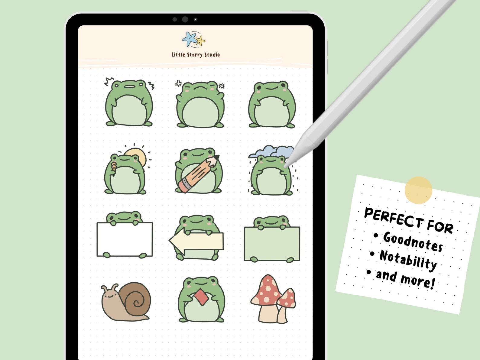Cute Daily Froggy Digital Stickers | Precropped Goodnotes Sticker ...