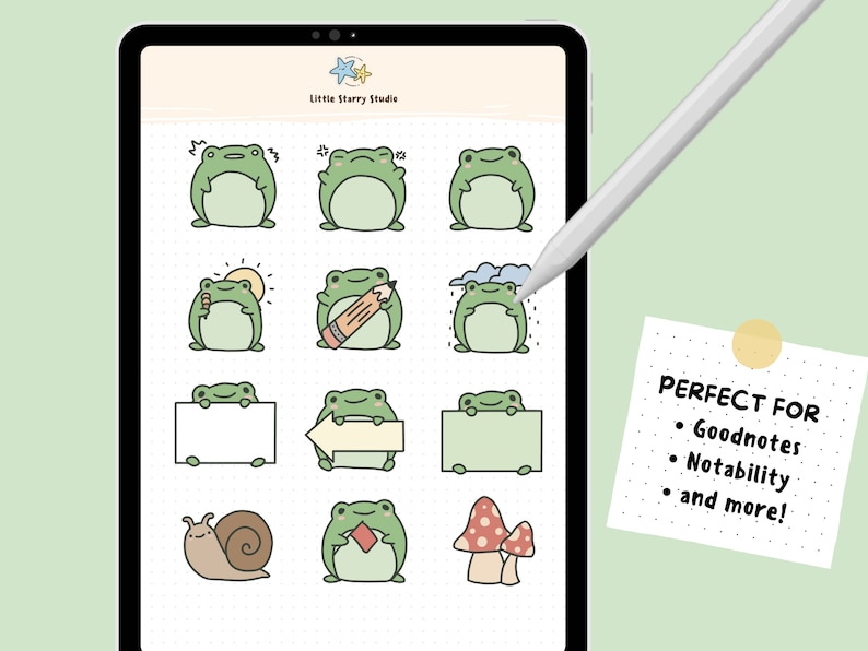 Cute Daily Froggy Digital Stickers | Precropped Goodnotes Sticker ...