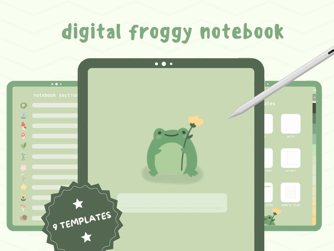 Cute Minimal Froggy Digital Notebook With Tabs | Hyperlinked Goodnotes ...
