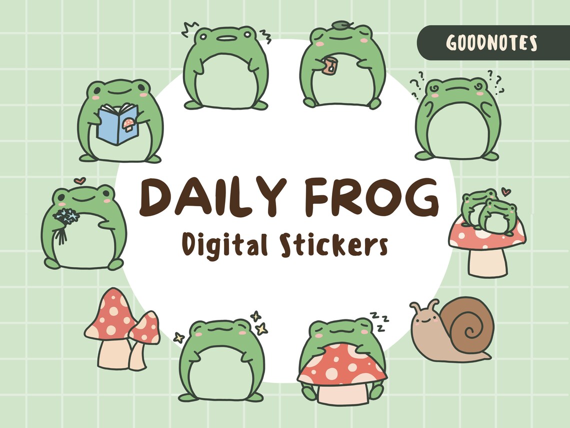 Cute Daily Froggy Digital Stickers | Precropped Goodnotes Sticker ...
