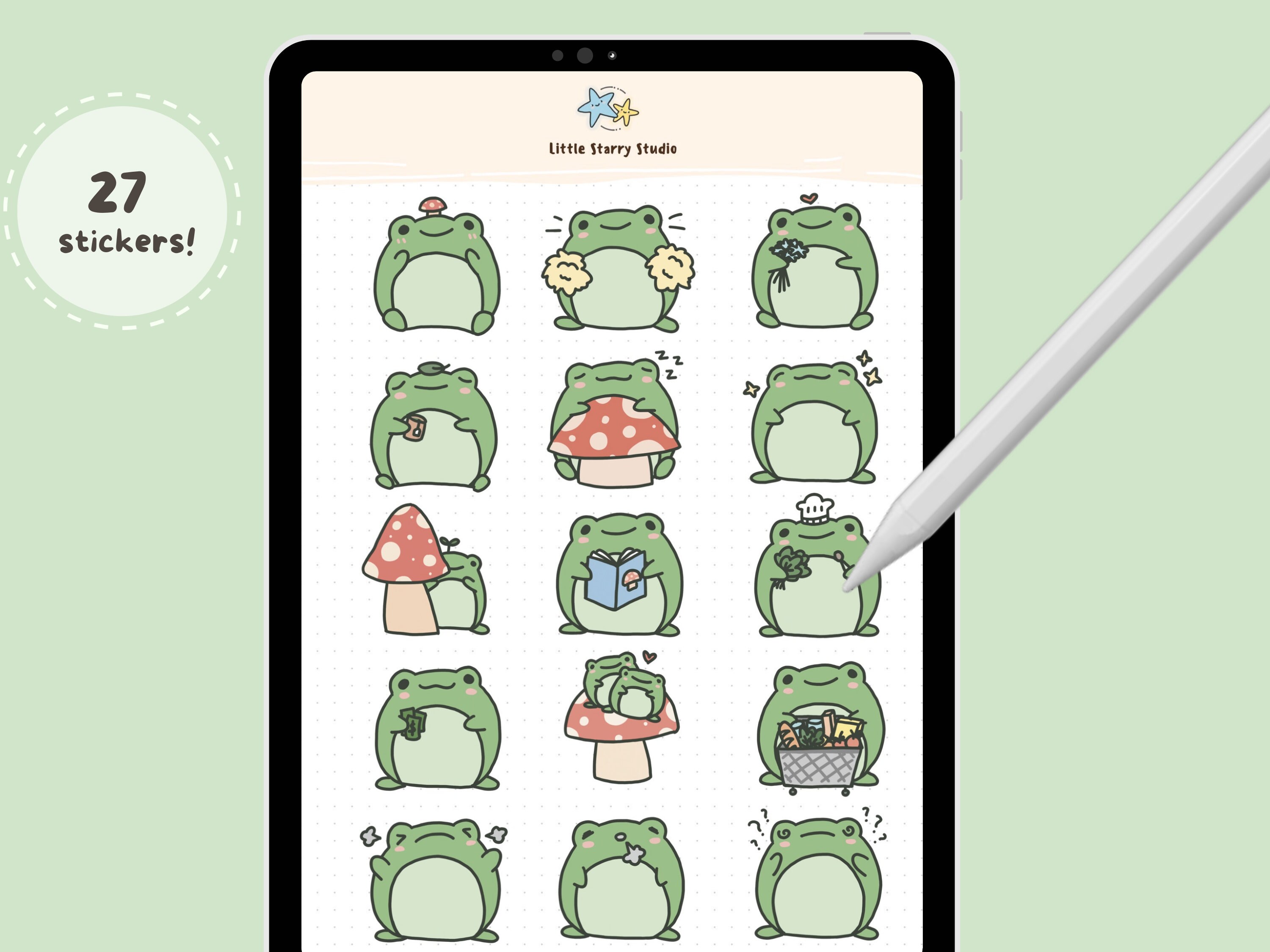 Cute Daily Froggy Digital Stickers | Precropped Goodnotes Sticker ...