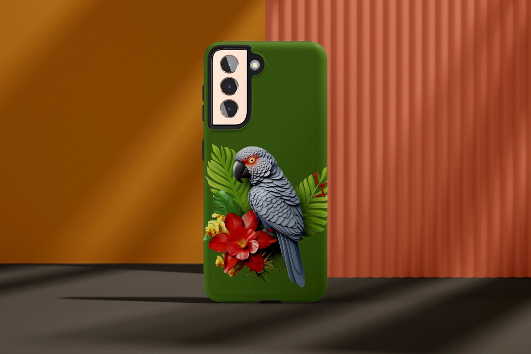 Tropical African Gray Parrot Phone Case, iPhone Tough Phone Case ...