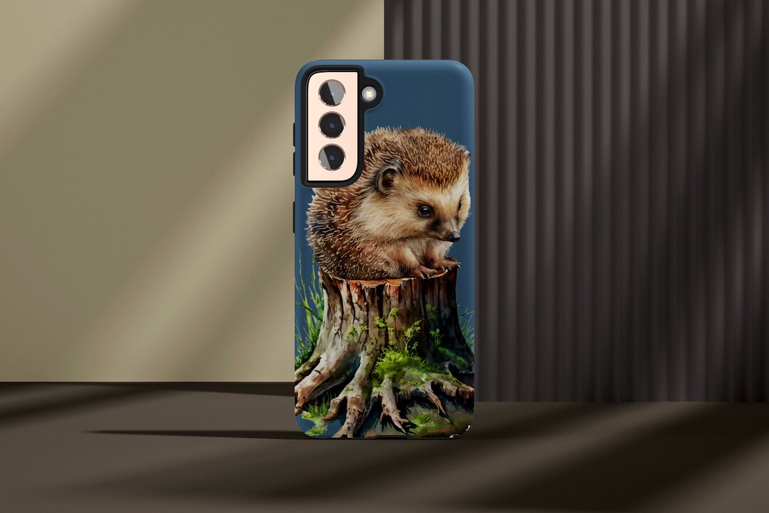 Hedgehog on a Tree Stump, Tough Phone Case, Samsung Phone Case, Popular ...