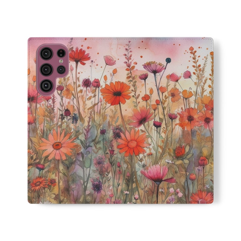 Field of Flowers Wallet Phone Case Credit Card Storage and Stand iPhone ...