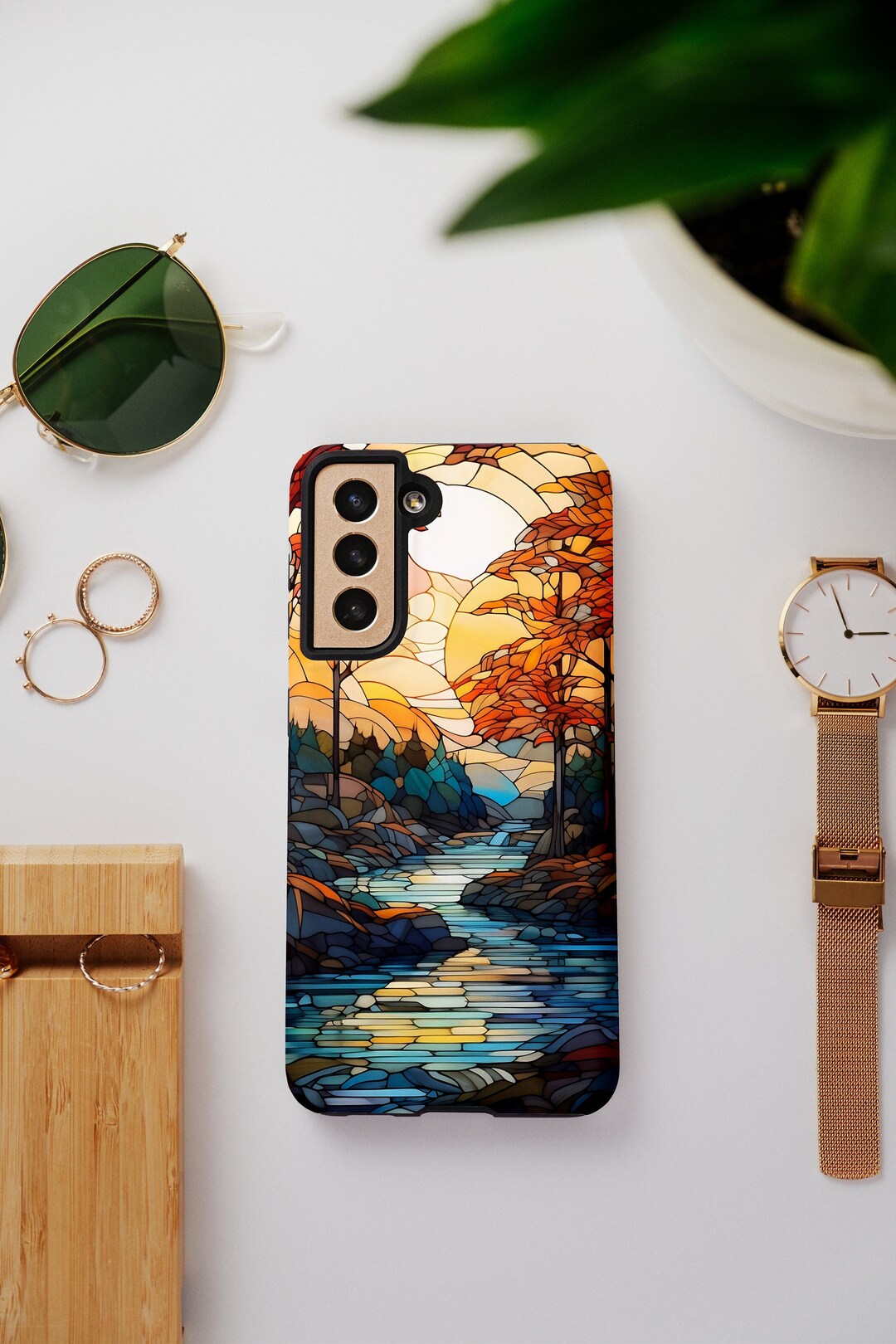 Stained Glass Landscape Phone Case, iPhone Tough Phone Case, Samsung ...