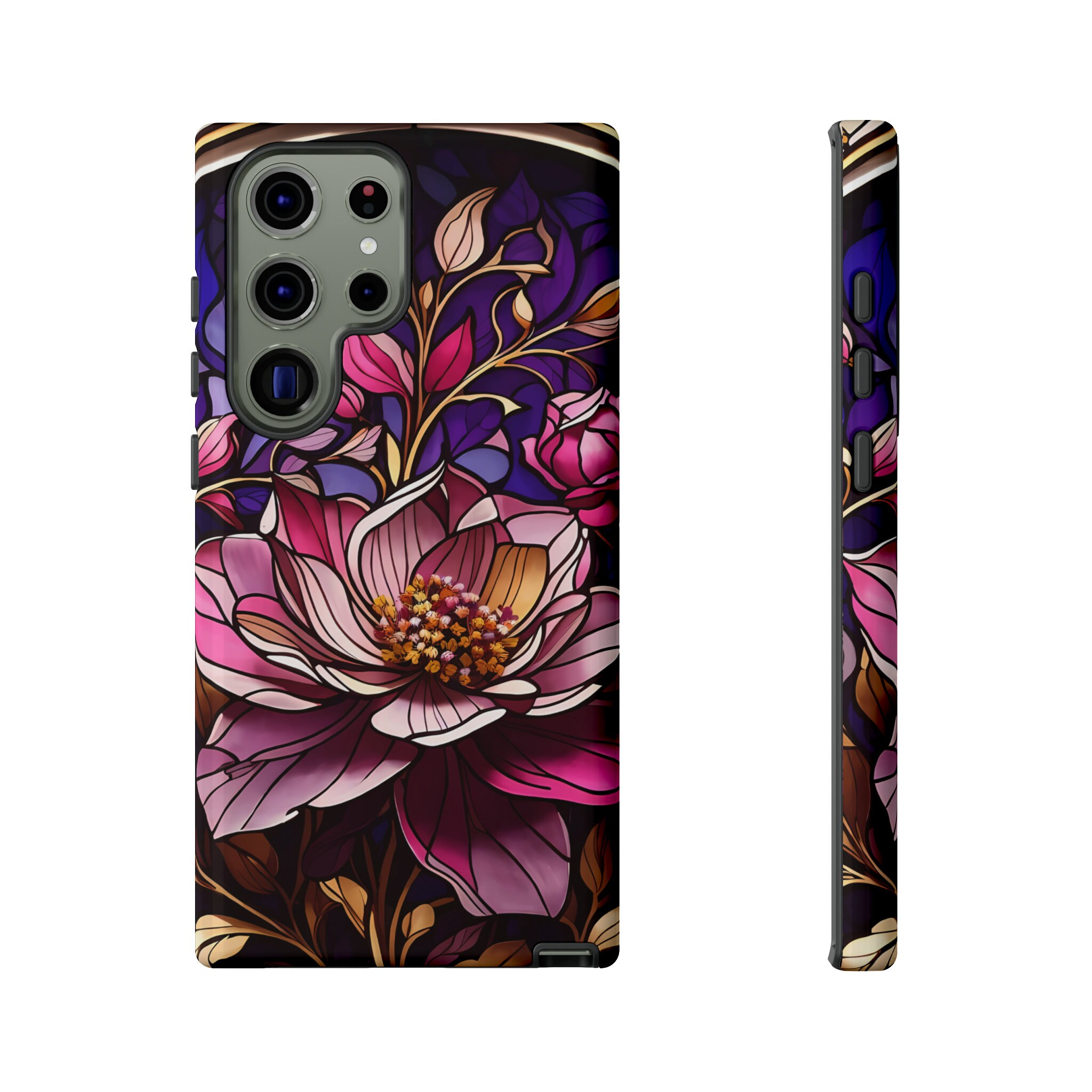 Purple Floral Stained Glass Phone Case, iPhone Tough Phone Case ...