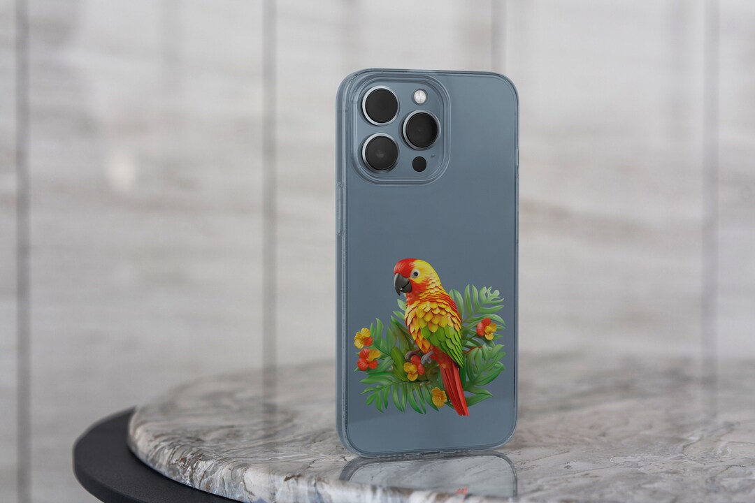 Tropical Parrot Clear Cases for Iphones and Samsung Galaxy Phones ...