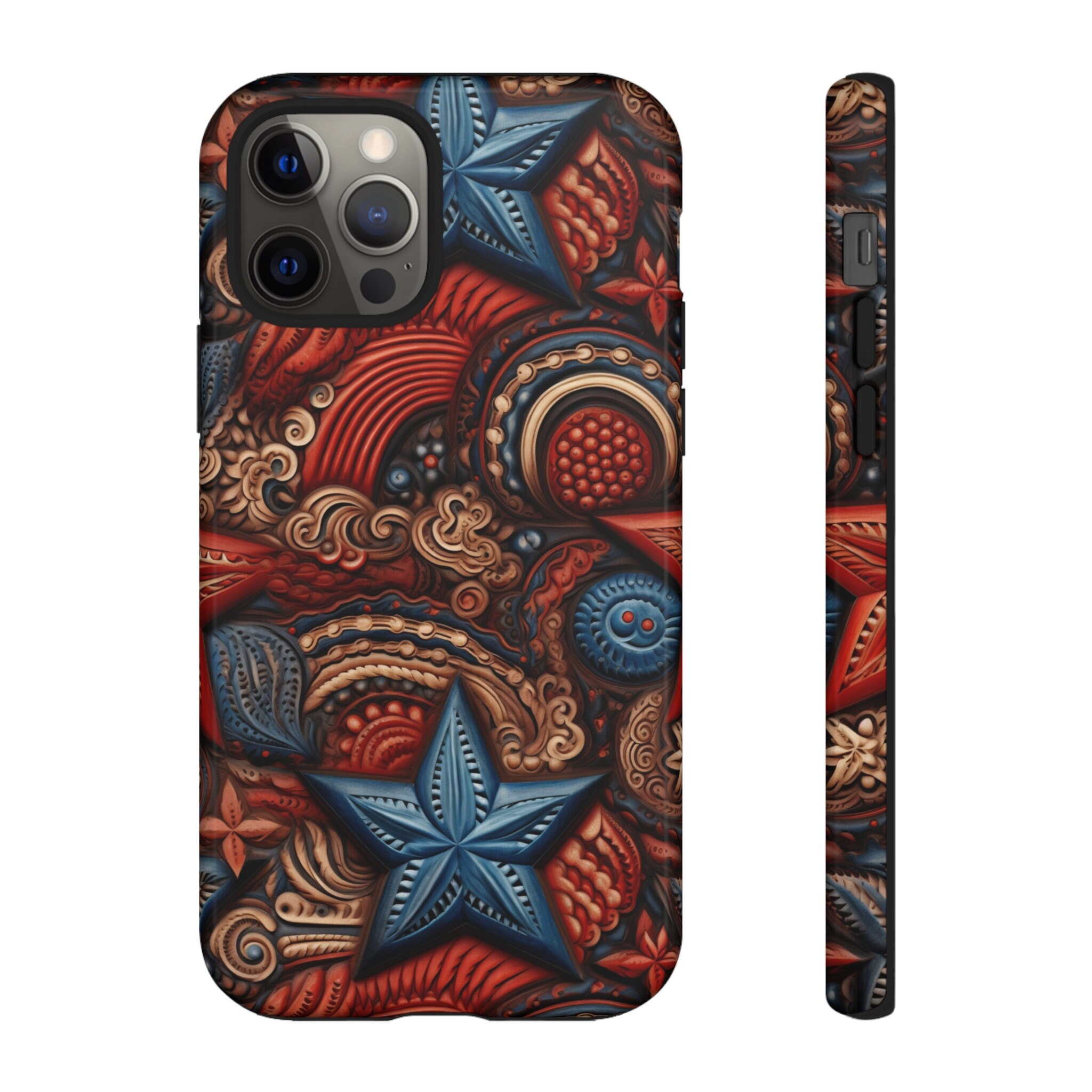 Tough Phone Cases Red White and Blue Independence Day Tooled Leather ...