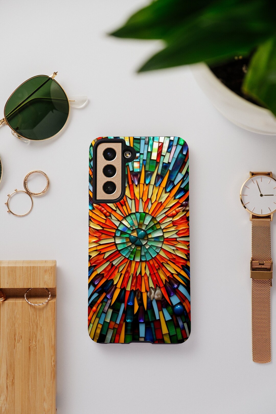 Bright Sun Burst Stained Glass Phone Case, iPhone Tough Phone Case ...