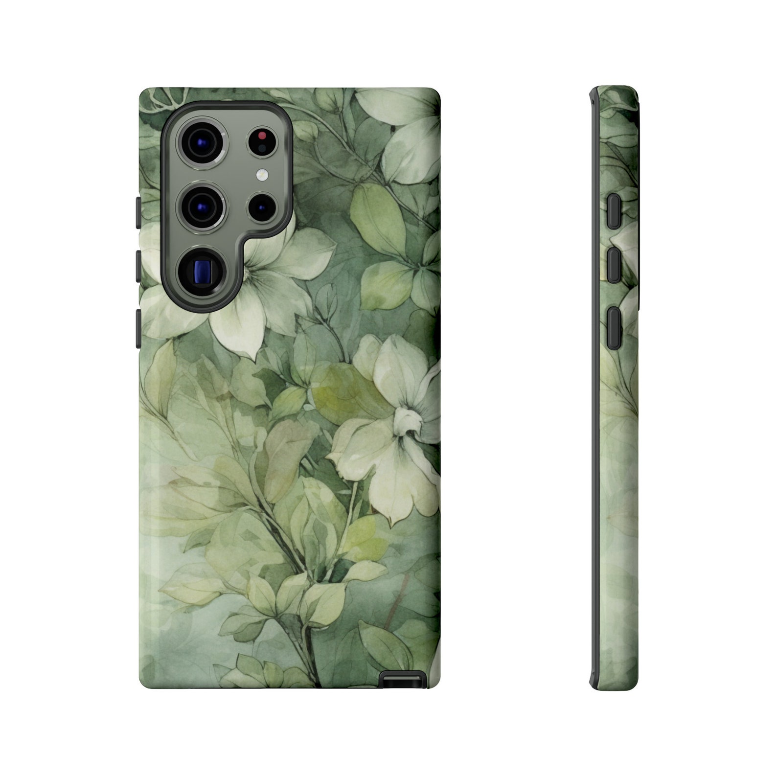 Green Florals Phone Case, iPhone Tough Phone Case, Samsung Galaxy Tough ...