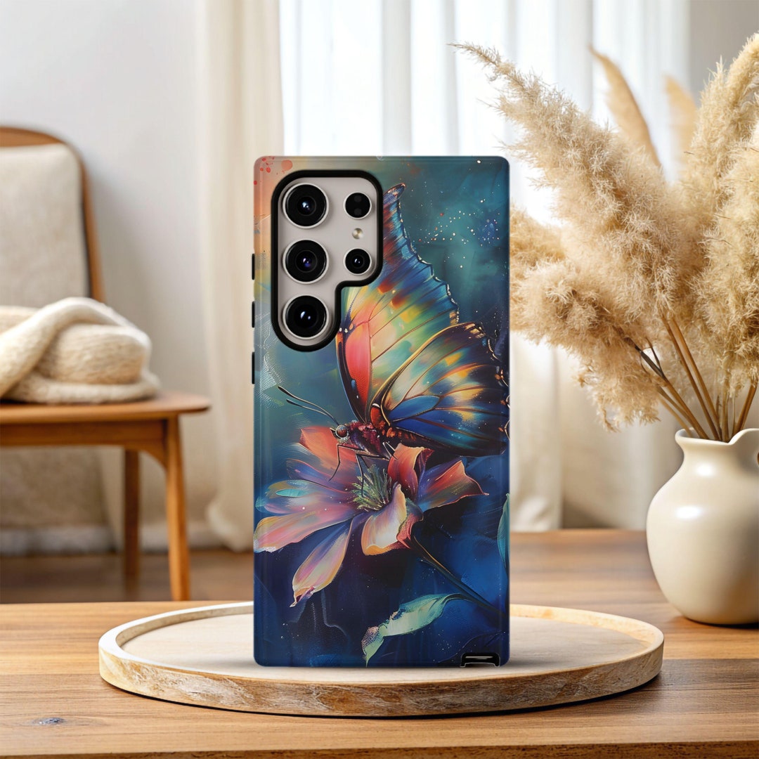 Tough Phone Case Art Deco Floral Butterfly iPhone Samsung Galaxy Google ...