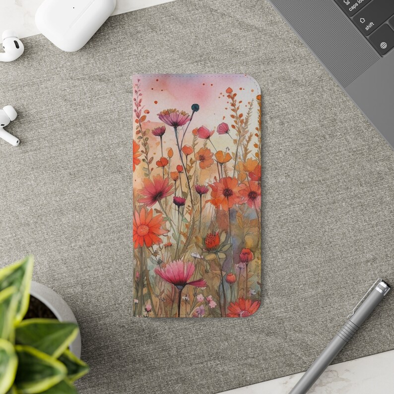 Field of Flowers Wallet Phone Case Credit Card Storage and Stand iPhone ...